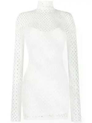 Philipp Plein Mesh-overlay Mini Dress - White