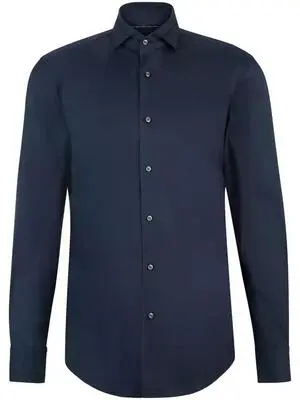 BOSS Spread-collar Poplin Shirt - Blue