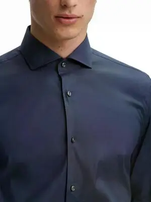 BOSS Spread-collar Poplin Shirt - Blue