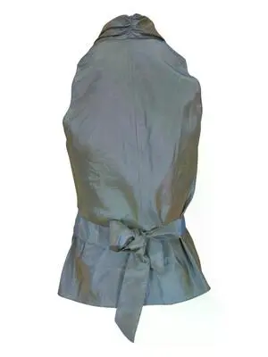 PETER COHEN Wrap-around Sleeveless Silk Top