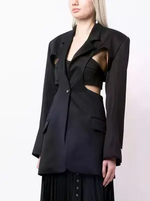 Rokh Cut-out Single-breasted Blazer - Blue