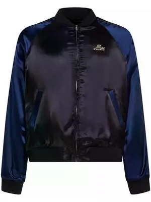 Marni Logo-embroidered Satin Bomber Jacket - Blue