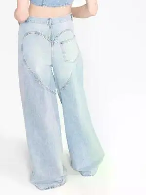 AREA Wide-leg Crystal Jeans