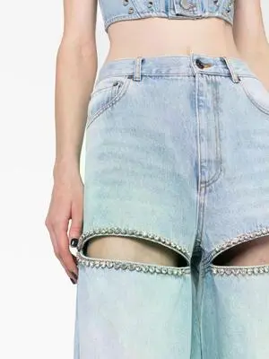 AREA Wide-leg Crystal Jeans
