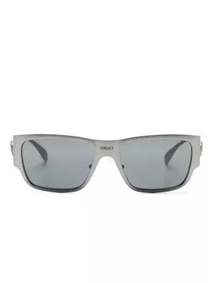 Versace Medusa-plaque Rectangle-frame Sunglasses - Silver