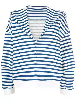 IOANA CIOLACU Striped Sailor-collar Top - Blue