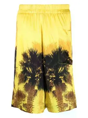 LANEUS Palm-tree Print Shorts