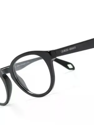 Giorgio Armani Panto Round-frame Glasses - Black