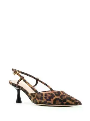 GIANVITO ROSSI Leopard Print Slingback Pumps - Neutrals