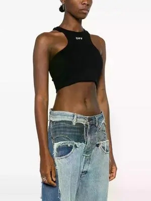 Off-White Off-stamp Ribbed Crop Top - Black