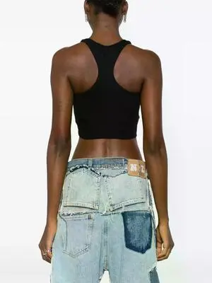 Off-White Off-stamp Ribbed Crop Top - Black