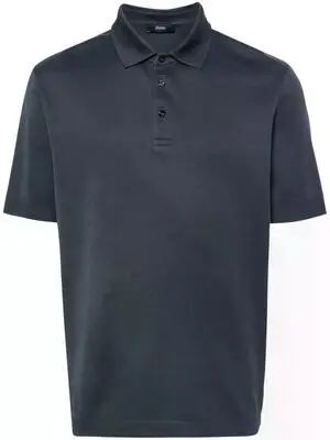 Herno Knitted Cotton Polo Shirt - Blue