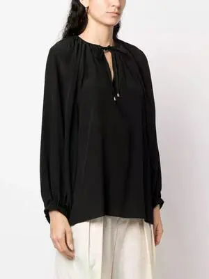 PHAEONIA Self-tie Silk Blouse