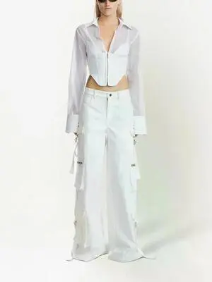 DION LEE Grid Sheer Corset Shirt