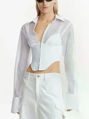 DION LEE Grid Sheer Corset Shirt