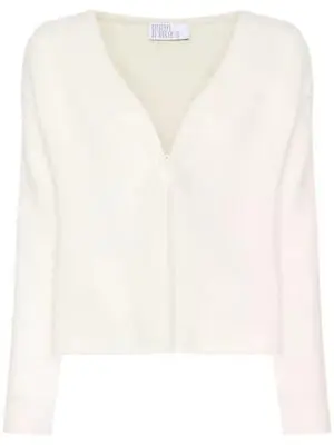Giuseppe Di Morabito Brooch-detail Alpaca Wool-blend Cardigan - White