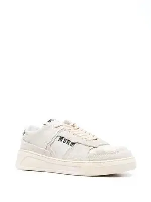 MSGM Logo-print Calf Leather Sneakers - Neutrals