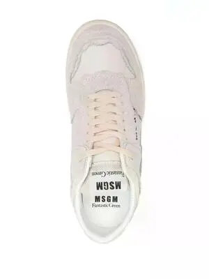 MSGM Logo-print Calf Leather Sneakers - Neutrals