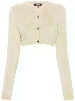 Versace Barocco Lurex Cropped Cardigan