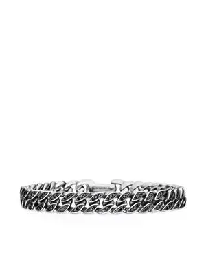 David Yurman Sterling Curb Chain Bracelet With Diamonds And Onyx