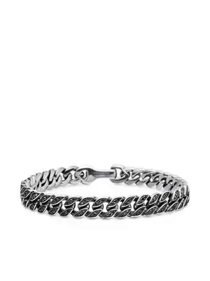 David Yurman Sterling Curb Chain Bracelet With Diamonds And Onyx