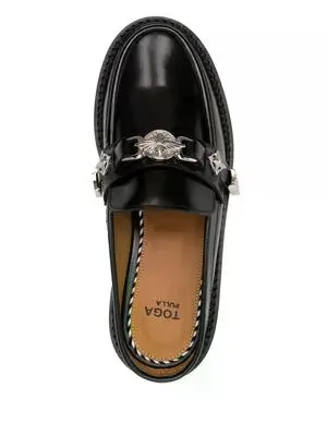 Toga Leather Loafers With Silver-tone Stud Detailing