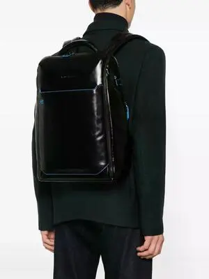 PIQUADRO Personalizable Leather Backpack - Black