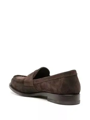 SCAROSSO Harper Suede Penny Loafers - Brown