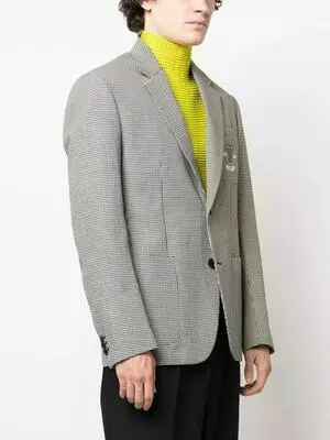 Versace Logo Embroidery Houndstooth Blazer