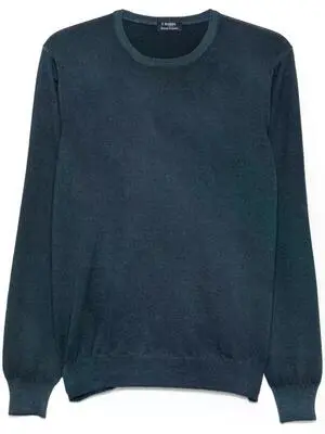 BARBA NAPOLI Virgin Wool Crew Neck Sweater - Blue