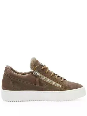 GIUSEPPE ZANOTTI Gail Sheepskin Trim Sneakers Brown