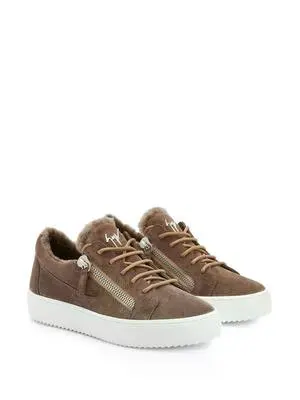 GIUSEPPE ZANOTTI Gail Sheepskin Trim Sneakers - Brown
