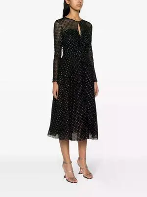 NISSA Glitter-dots Flared Midi Dress