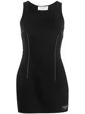 MARINE SERRE Virgin Wool Mini Dress With Decorative Stitching