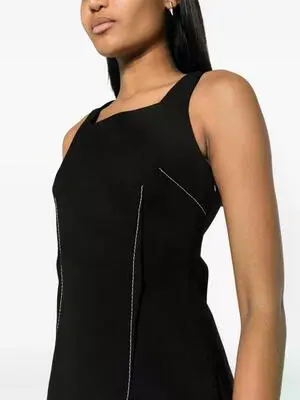 MARINE SERRE Virgin Wool Mini Dress With Decorative Stitching