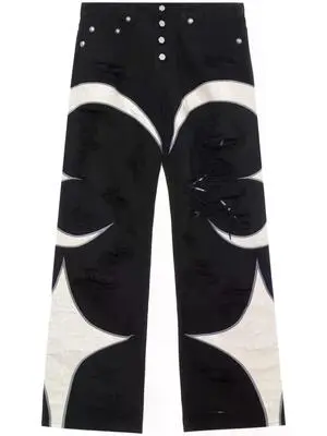 THUG CLUB Ripped Straight-leg Trousers - Black
