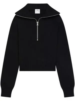 COURREGES Trucker Jumper With Half Zip Fastening - Black