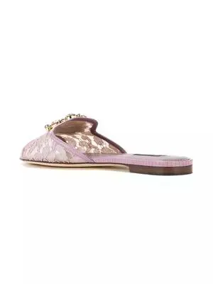 Dolce & Gabbana Bianca Embellished Lace Sandals