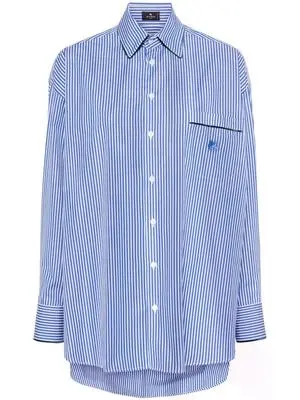 Etro Logo-embroidered Striped Cotton Shirt