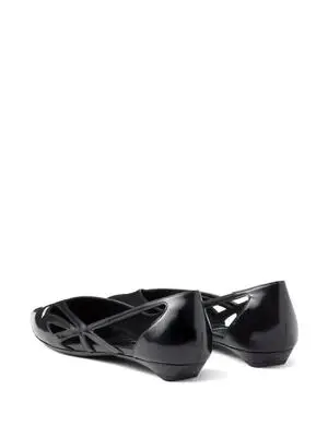 Prada Leather Cut-out Ballerinas - Black