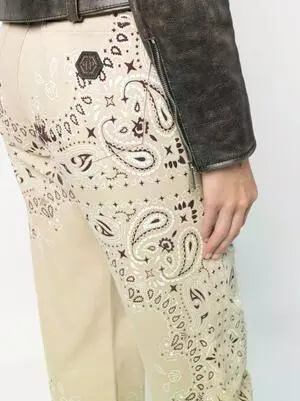 Philipp Plein Paisley-print Cotton Jeans - Neutrals
