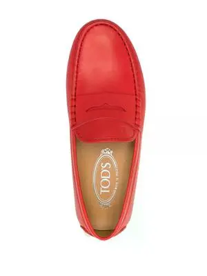 TOD'S Gommino Bubble Leather Penny Loafers - Red