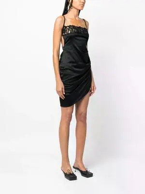 Jacquemus La Saudade Brodée Satin Minidress - Black