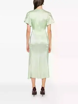 Victoria Beckham Gathered V-neck Midi Dress