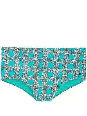 AMIR SLAMA Graphic-print Swimming Trunks - Blue