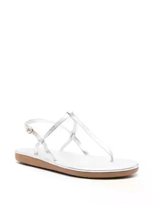 ANCIENT GREEK SANDALS Metallic Leather Sandals - Silver