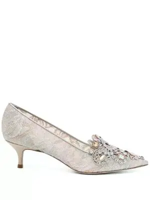 Rene Caovilla Cinderella Crystal Kitten-heel Pumps