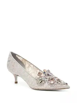 Rene Caovilla Cinderella Crystal Kitten-heel Pumps