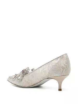 Rene Caovilla Cinderella Crystal Kitten-heel Pumps