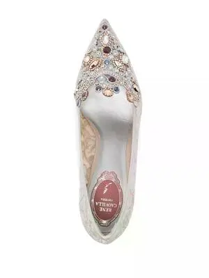 Rene Caovilla Cinderella Crystal Kitten-heel Pumps